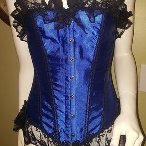 Unknown | Intimates & Sleepwear | Royal Blue Black Lace Bustier Corset ...